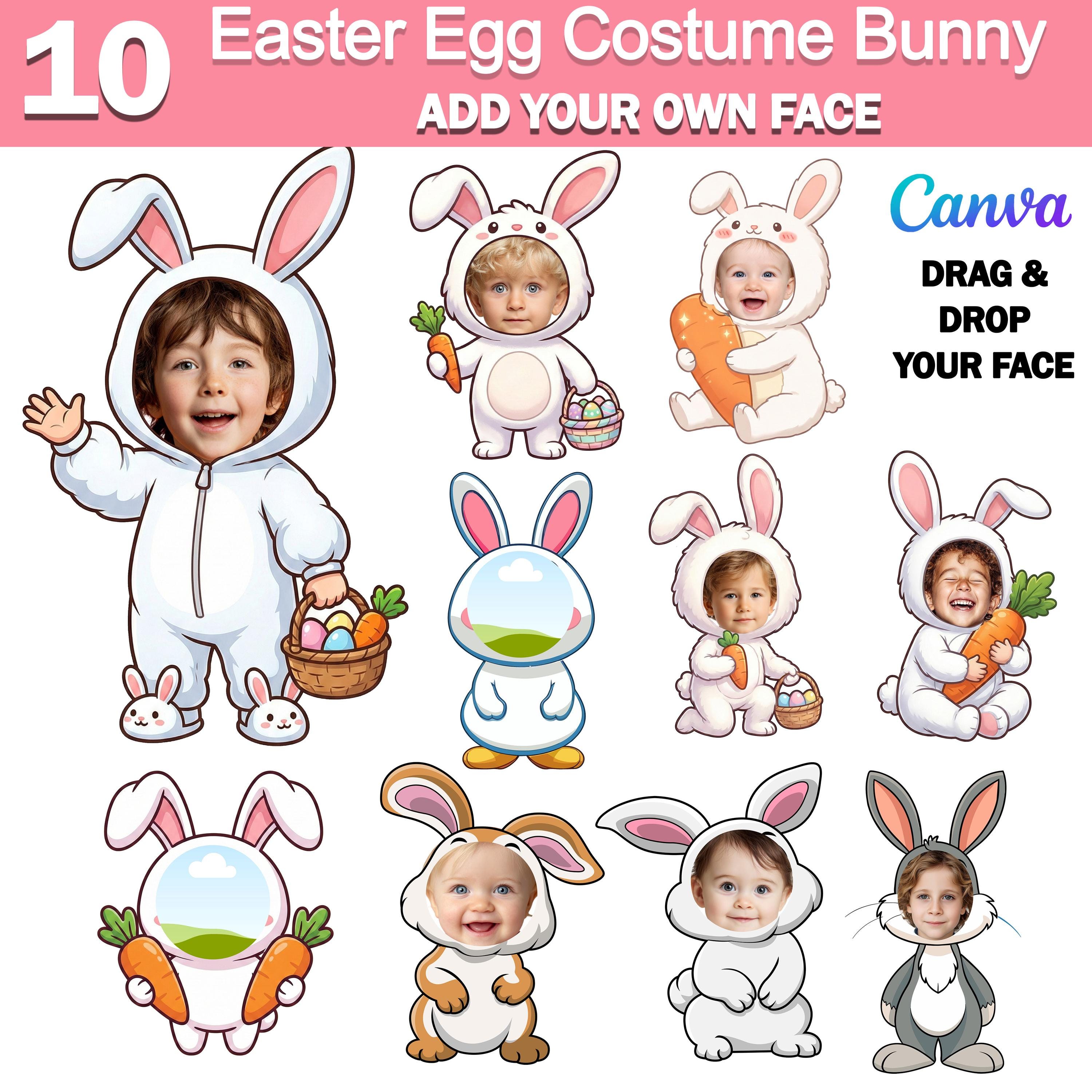 10x Easter Egg Bunny Costumes | Add Your Own Face Photo Template | Kids ...