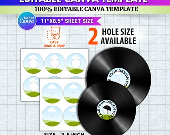 Editable Vinyl Record Label Template: Custom LP Design (canva) - Etsy