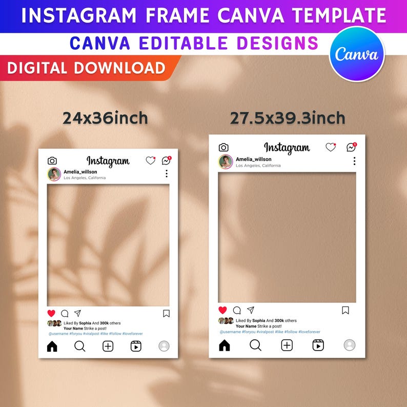 Instagram Frame Canva Template | Photo Booth Prop Selfie Frame 24inch X ...