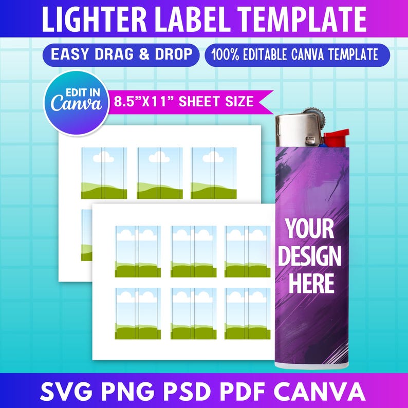 Lighter Label Template SVG | Lighter Wrapper Full Wrap | Sublimation ...