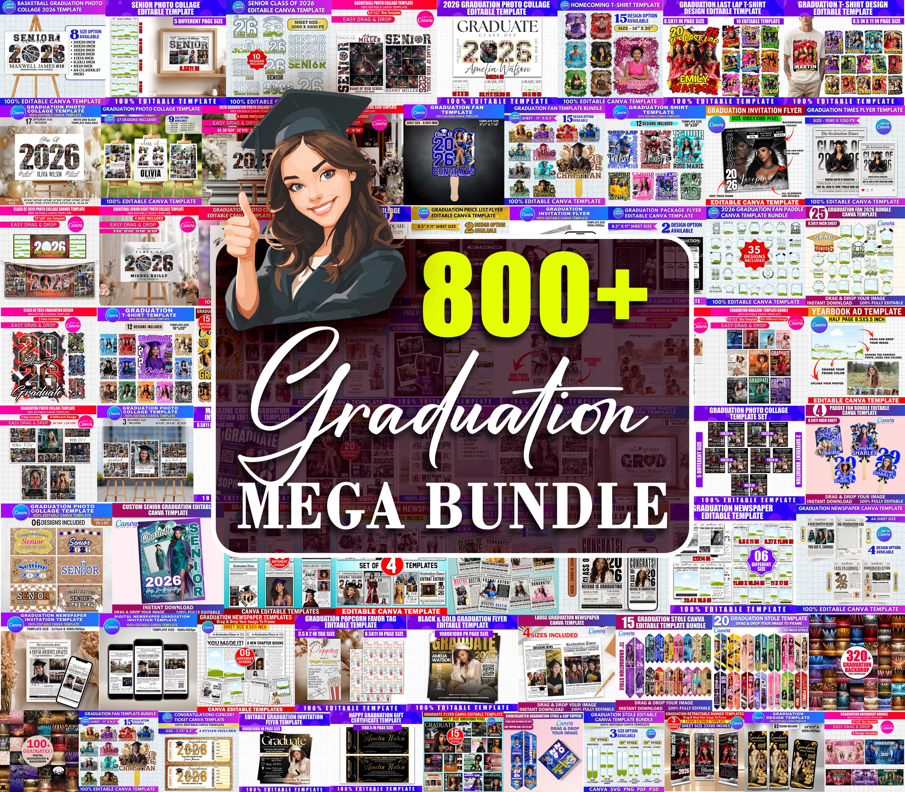 800+ Graduation Mega Bundle, Class of 2026 Ultimate Creator Suite, Grad ...