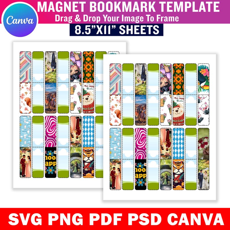 Magnetic Bookmark Sublimation Template | Magnet Bookmark SVG Cut File ...