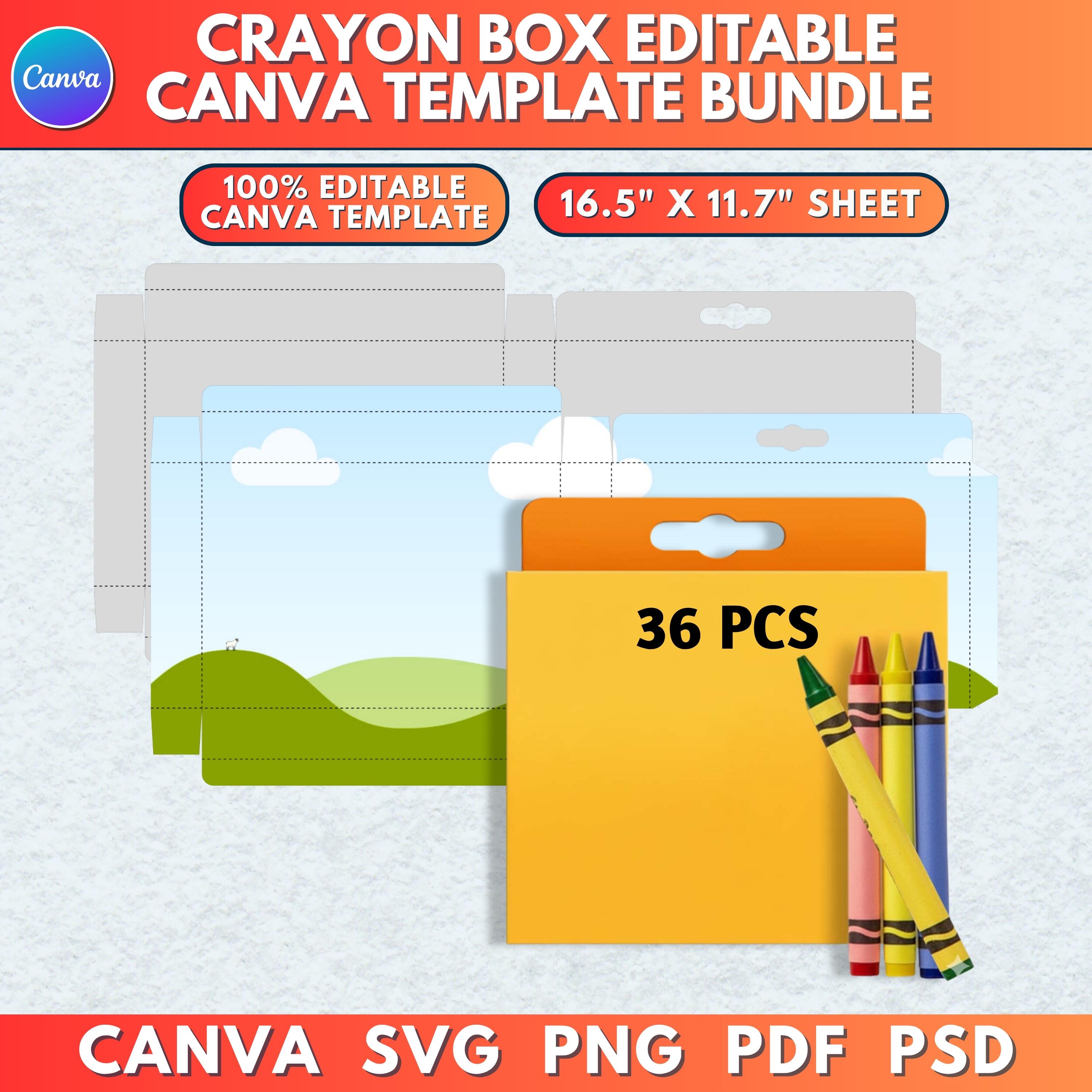 6x Crayon Box Template Bundle | Editable Canva Design | DIY Crayon Box ...
