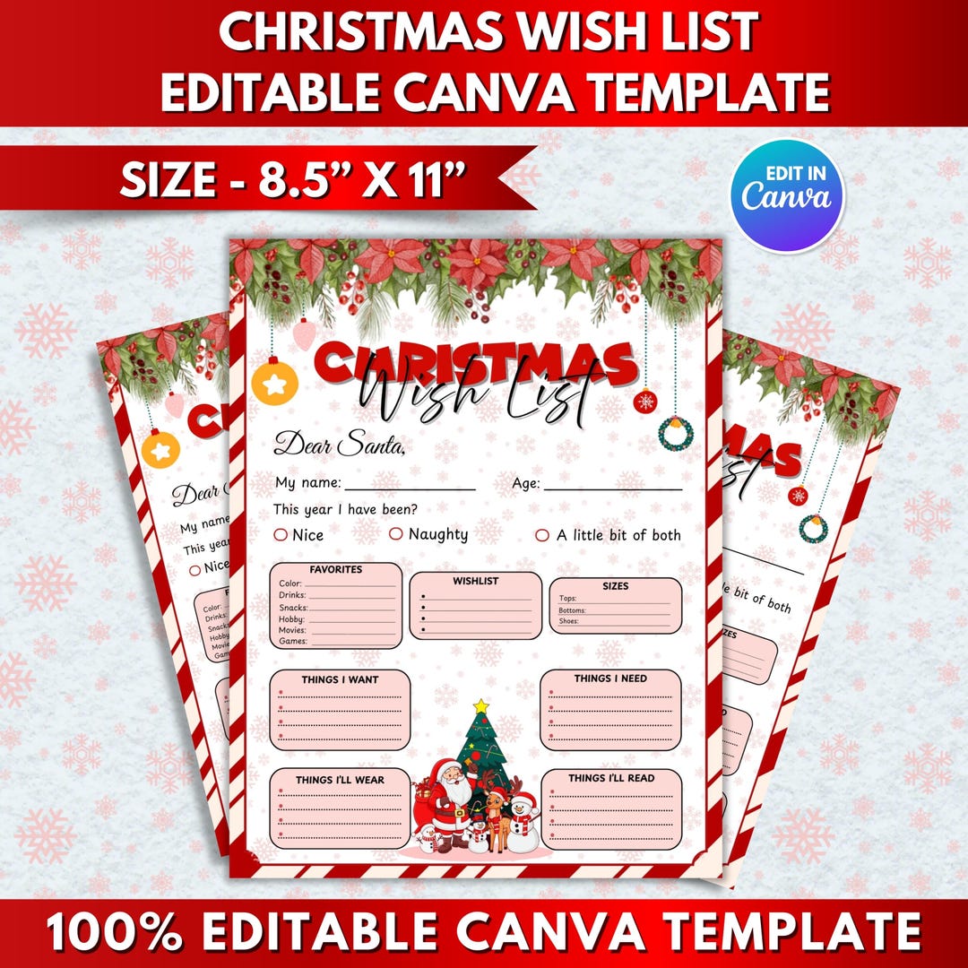 Christmas Wish List Printable | Letter to Santa Wish List Kids ...