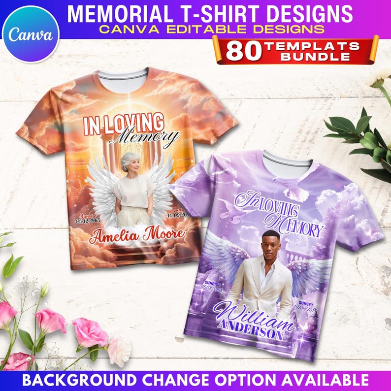 80x in Loving Memory All Over T-shirt Designs | Memorial Shirt Bundle ...