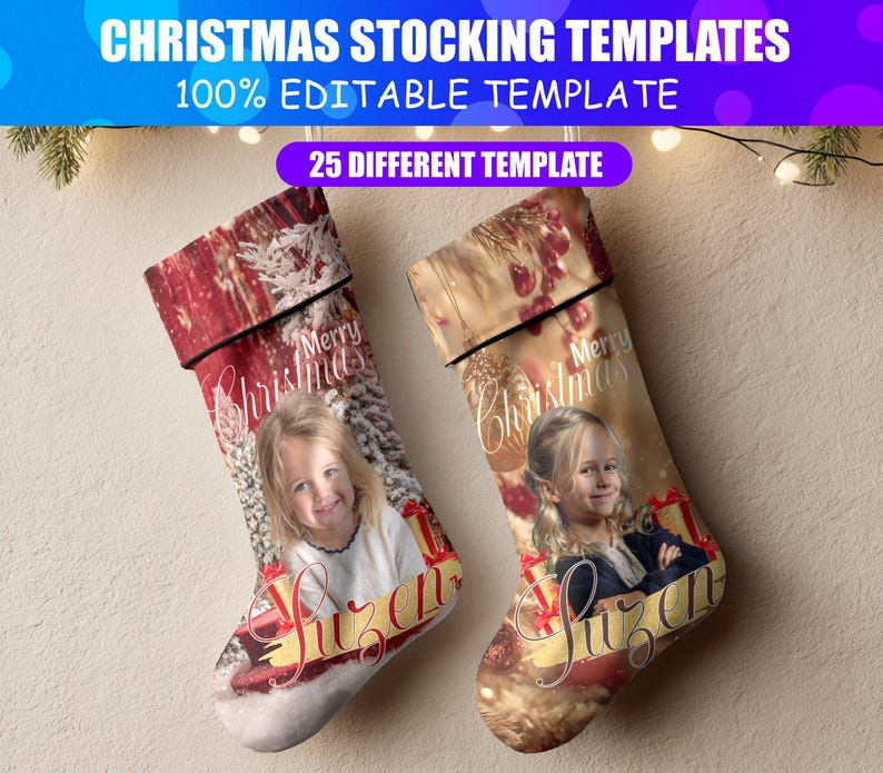 25x Christmas Stocking Templates | Canva Editable Designs | Drop & Drag ...