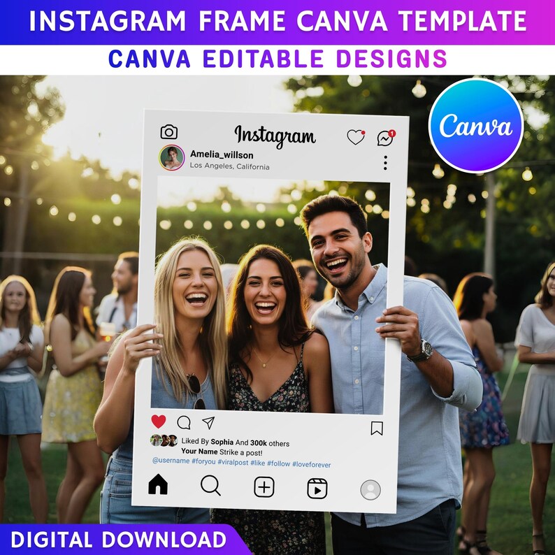 Instagram Frame Canva Template | Photo Booth Prop Selfie Frame 24inch X ...