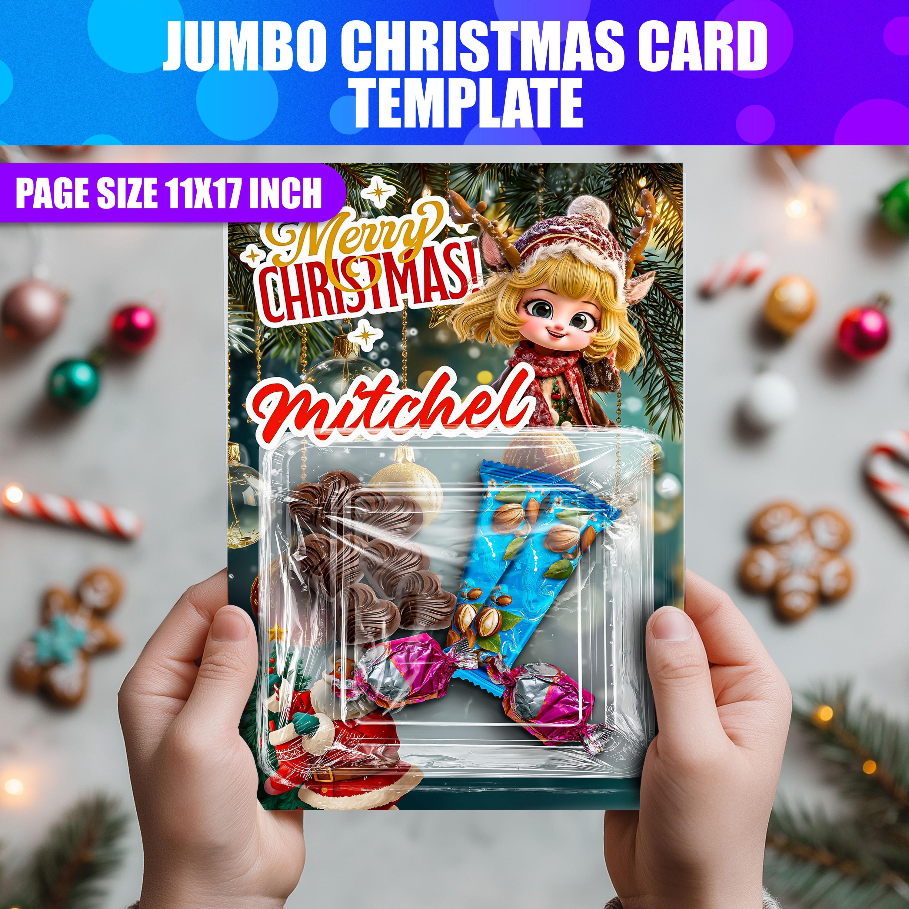 100X Jumbo Christmas Card Template Bundle | Editable Christmas Card ...