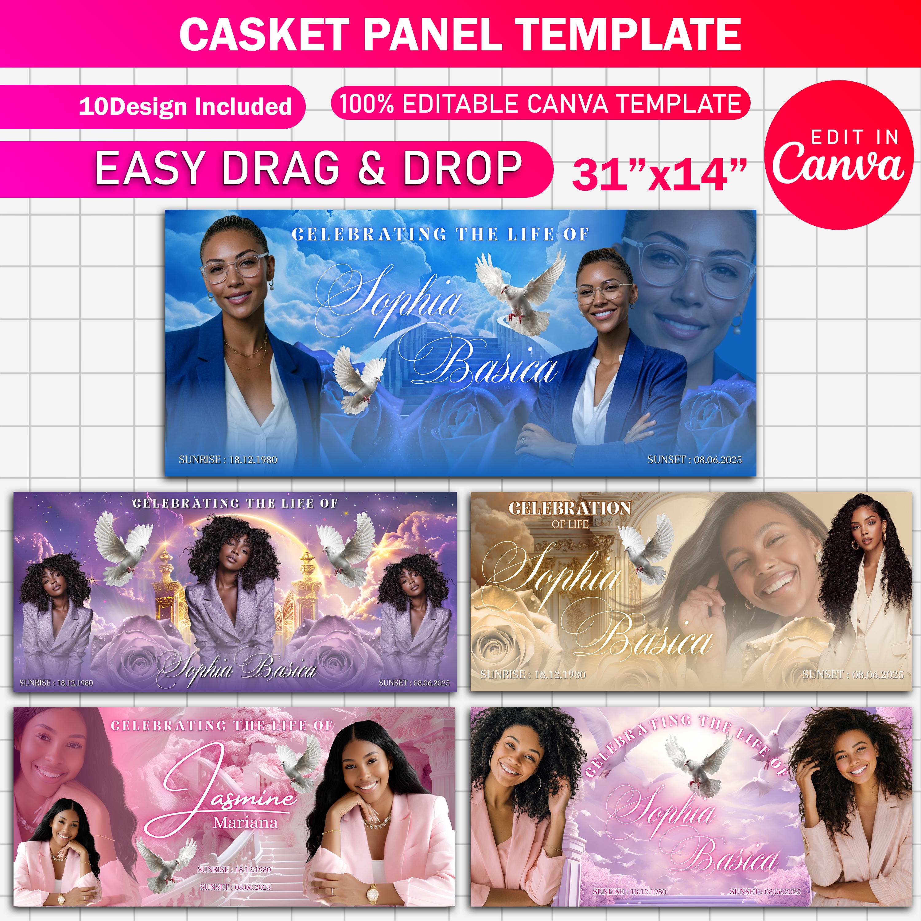 10x Casket Panel Template Bundle, Editable Memorial Casket Panel ...