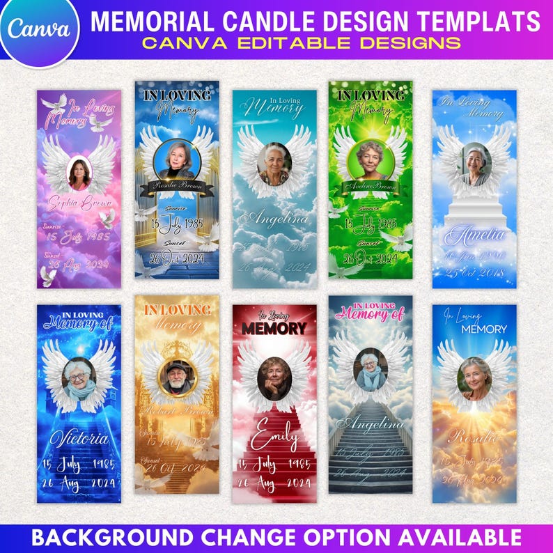 25x Memorial Candle Sticker Templates | Editable Canva Labels | in ...