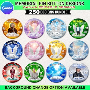 250x in Loving Memory Pin Button Templates | Mega Memorial Canva Bundle ...