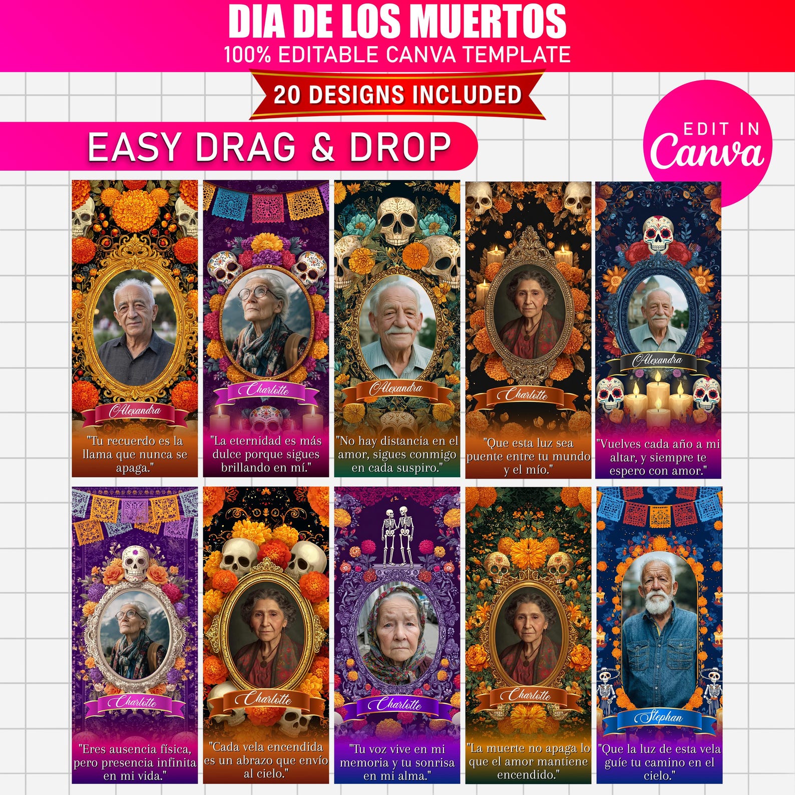 12 Day of the Dead Candle Labels for Tall Cylinder Candles, Dia De Los ...