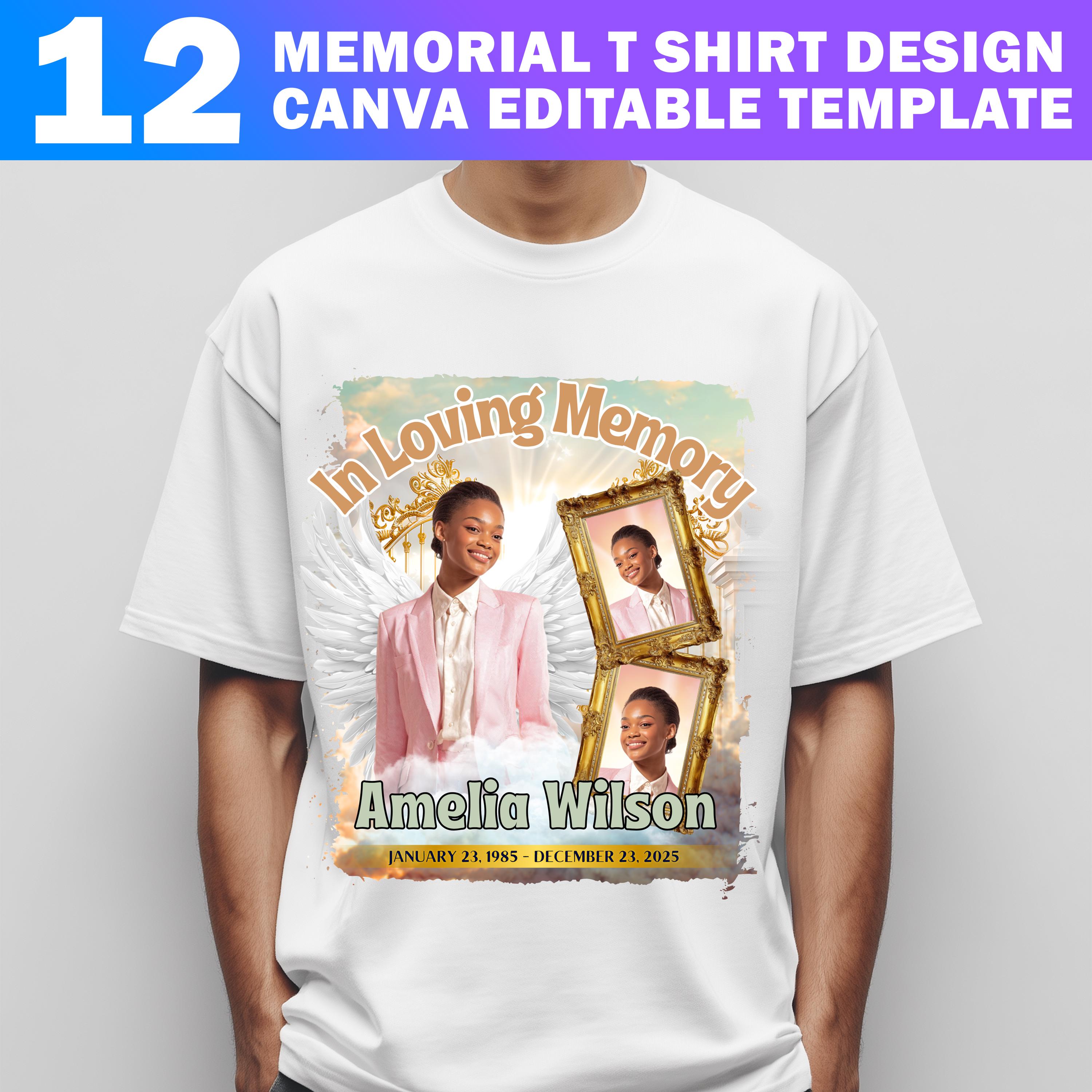 12x in Loving Memory T-shirt Canva Editable Template, in Loving Memory ...
