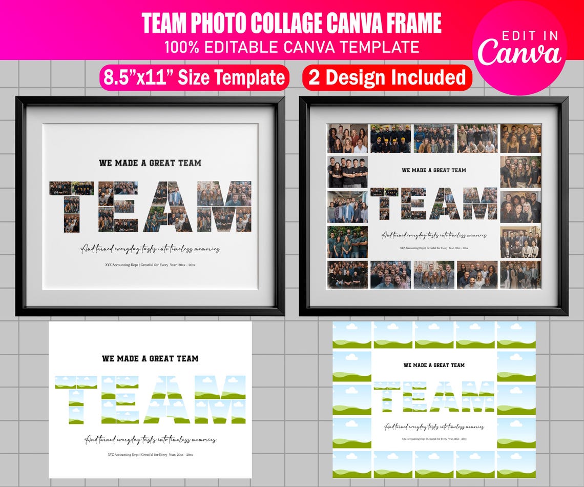 Team Photo Collage Canva Frame | Editable Farewell Canva Template ...