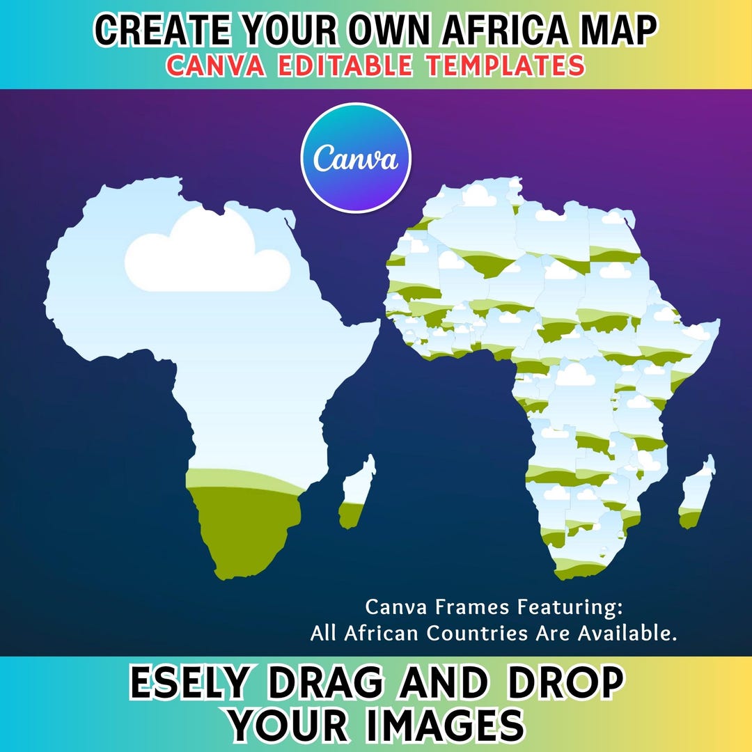 Fill Your Own Africa Map Canva Template | African Countries Frame ...