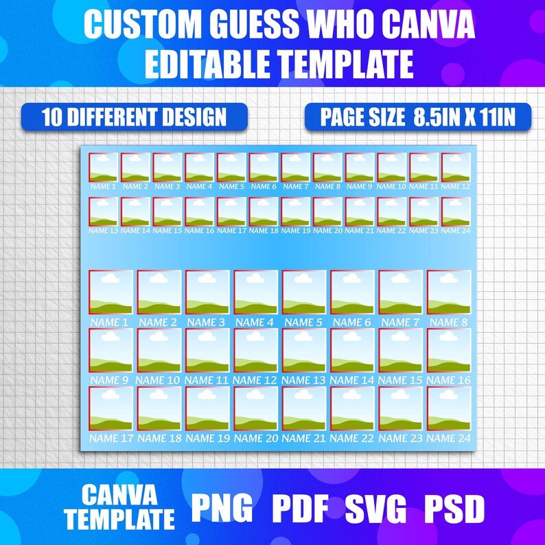 10x Custom Guess Who Canva Editable Template | Personalized Guess Who ...