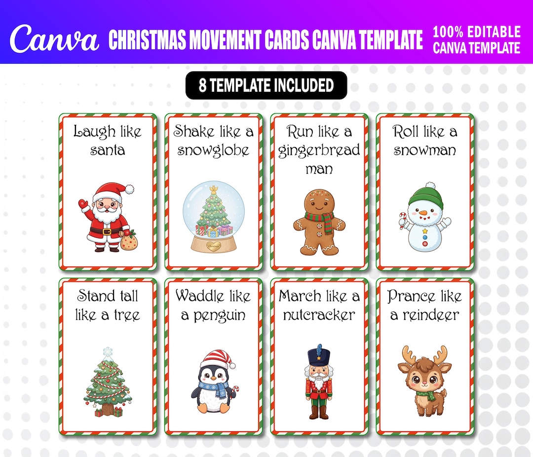 Christmas Movement Cards | Christmas Games Printable Flash Cards ...