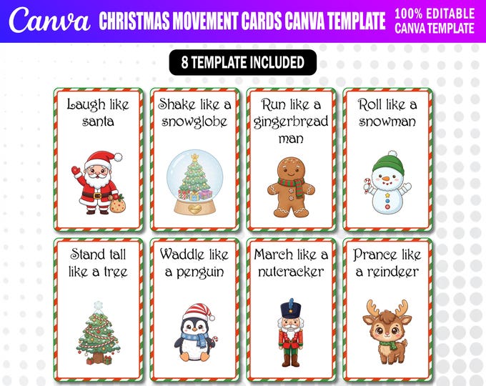 Winter Movement Cards, Christmas Games Printable, Unique Stocking ...