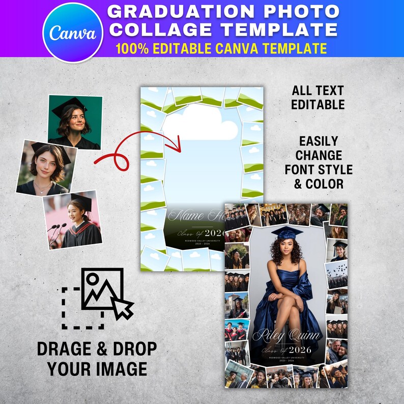 Senior Graduation Photo Collage Template | Class of 2026 Milestone ...