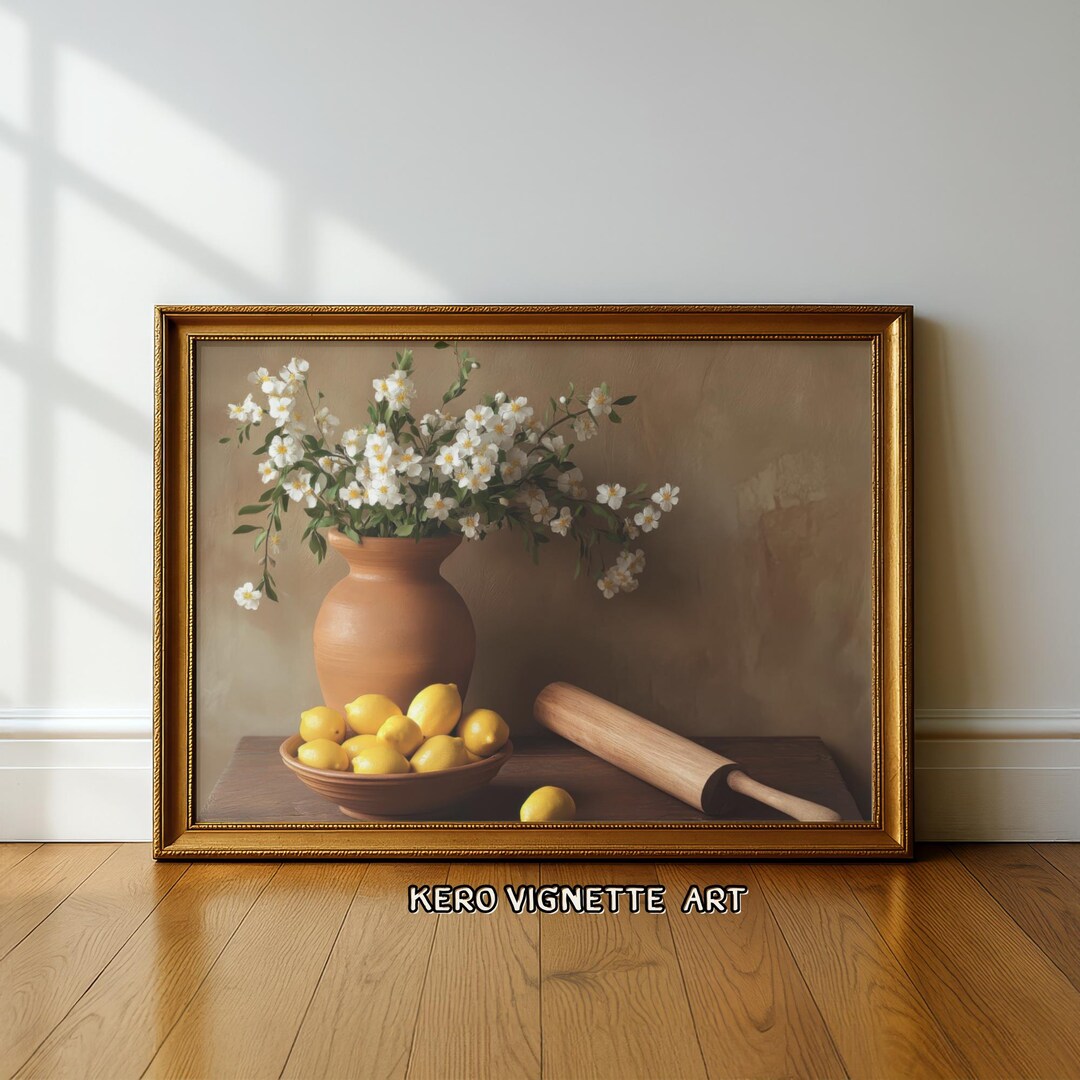 Moody Lemon Still Life Print, Vintage Kitchen Wall Art (digital ...