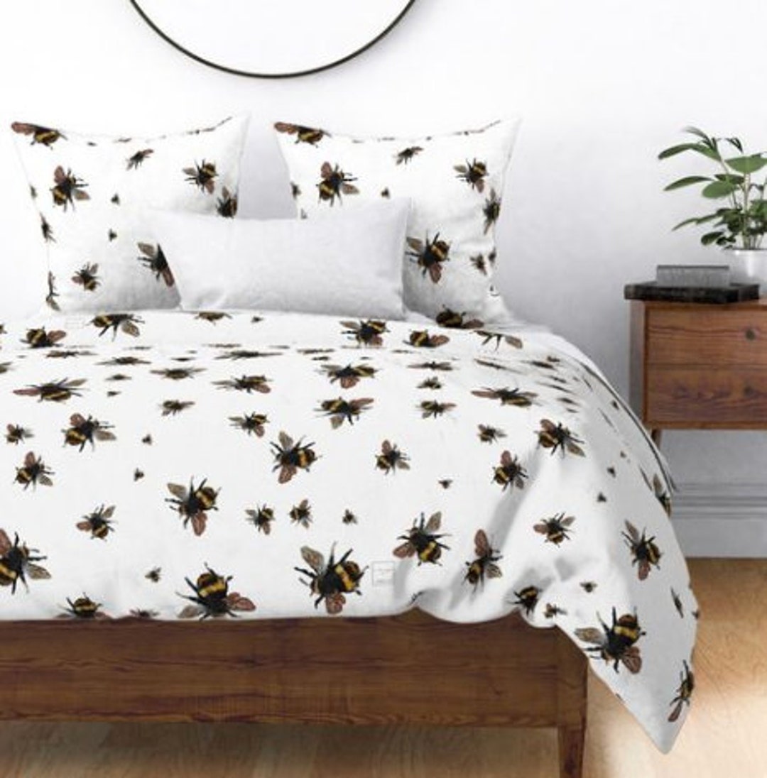 Little BEES DUVET Cover Watercolor- COTTON Sateen Duvet Cover - Bee ...