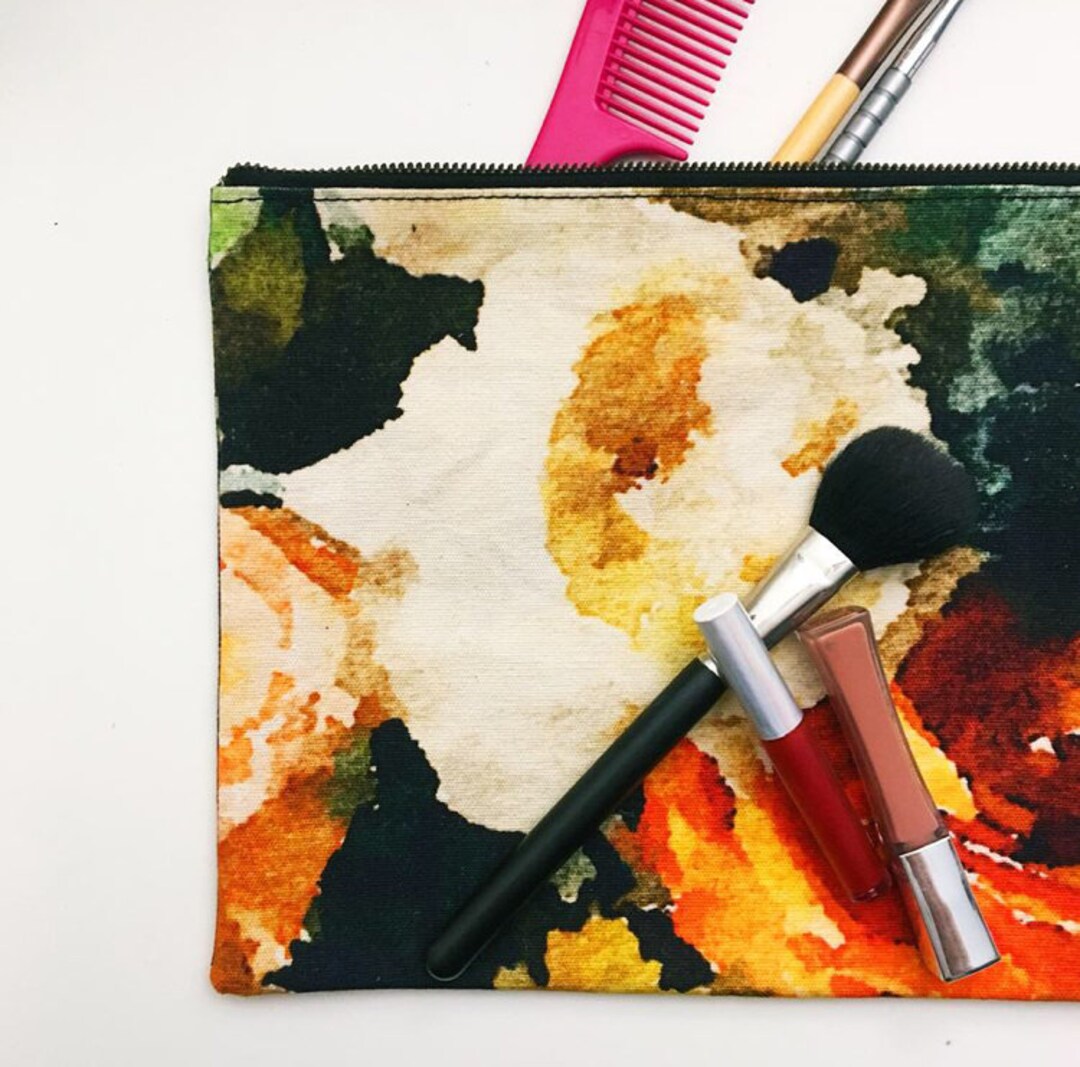 Handmade Painting Pouch Lined With Stripes-boho Makeup Bag - Etsy