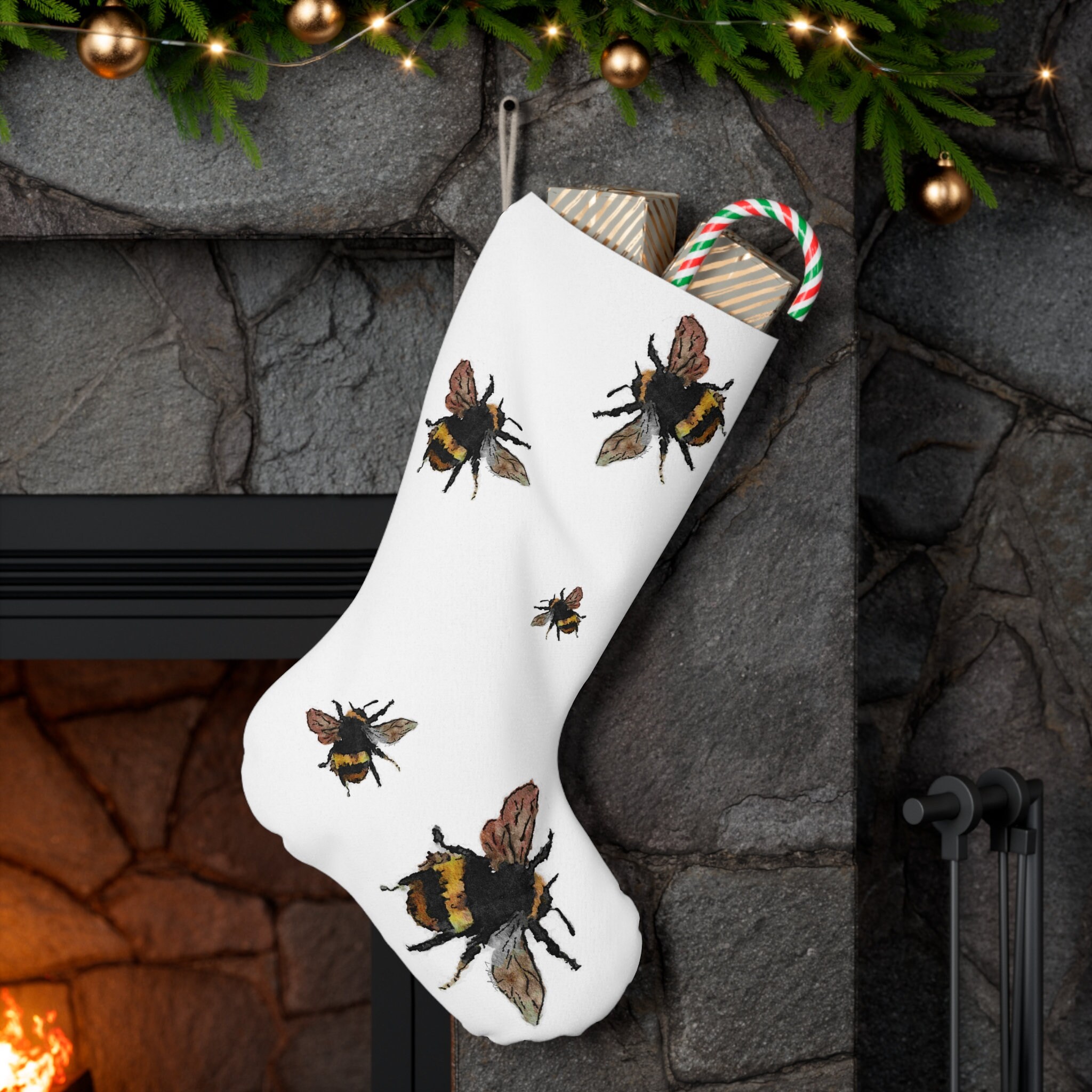BEE- Art Stocking - Honey Bee Lover Nature Flower Garden Gardener - Etsy