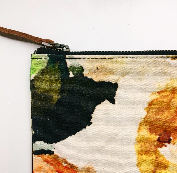 Handmade Painting Pouch Lined With Stripes-boho Makeup Bag - Etsy