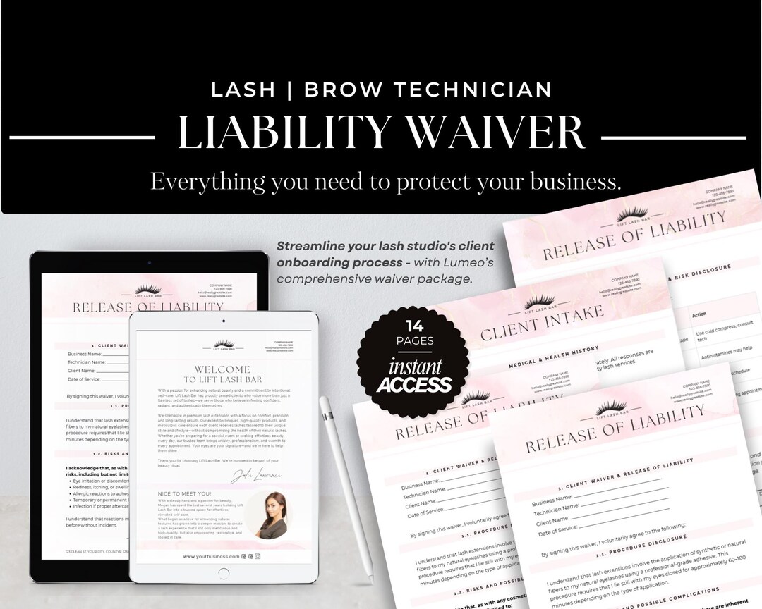 Printable Lash Extension Waiver Template for Beauty Bar Owners and Lash ...