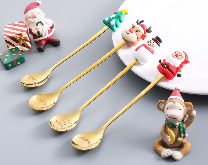 Gold Christmas Utensil Set - 6 Piece Dessert Set & Spoons Gifts - Etsy