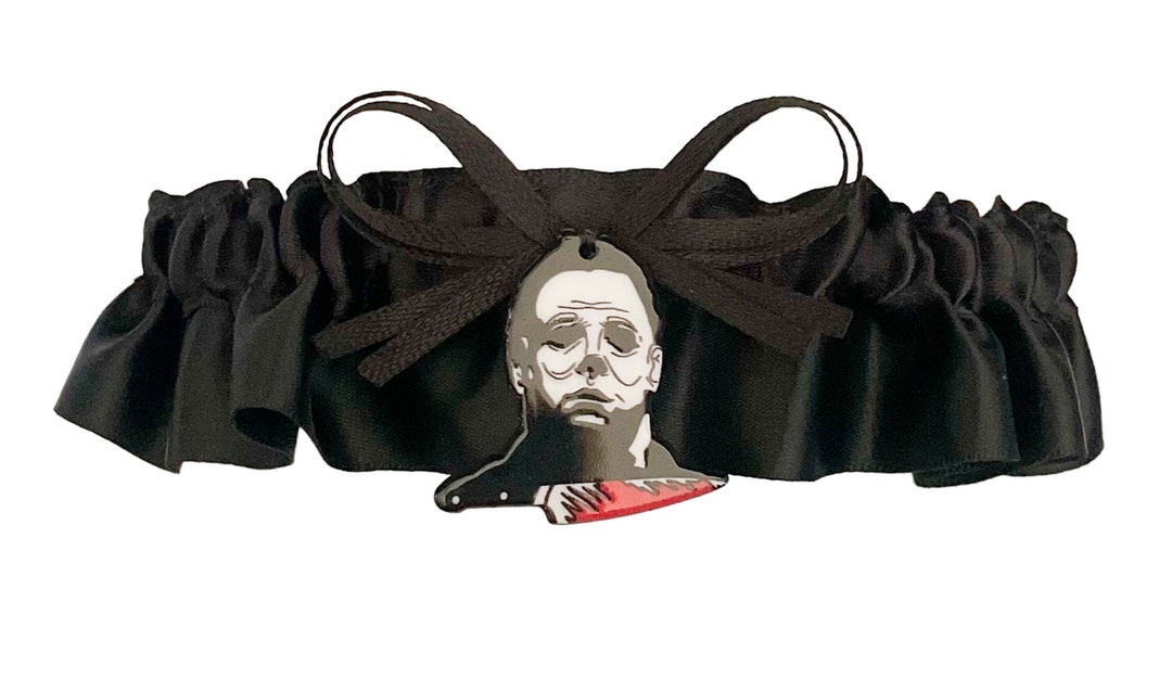 SEXY Black Satin Wedding Keepsake Bridal Garter - Scary Michael Movie ...
