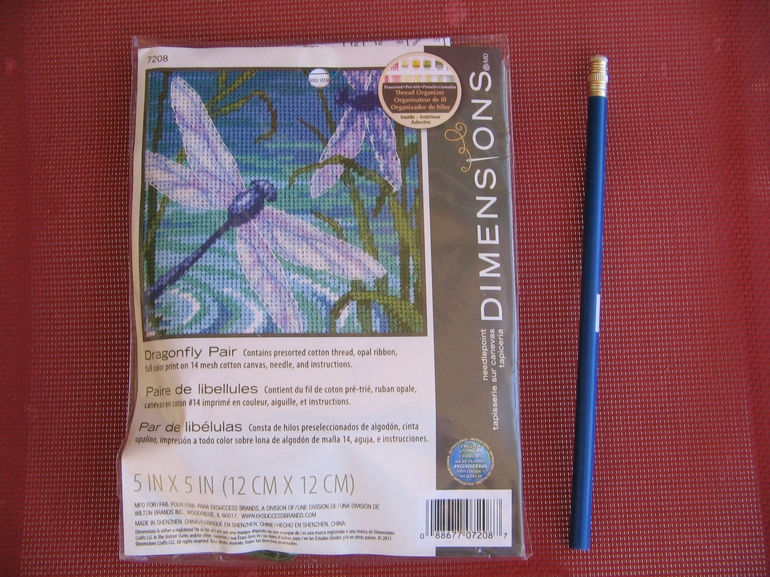 Purple Dragonfly Cross Stitch Needlepoint Kit, 5in X 5in, 12cm X 12cm ...