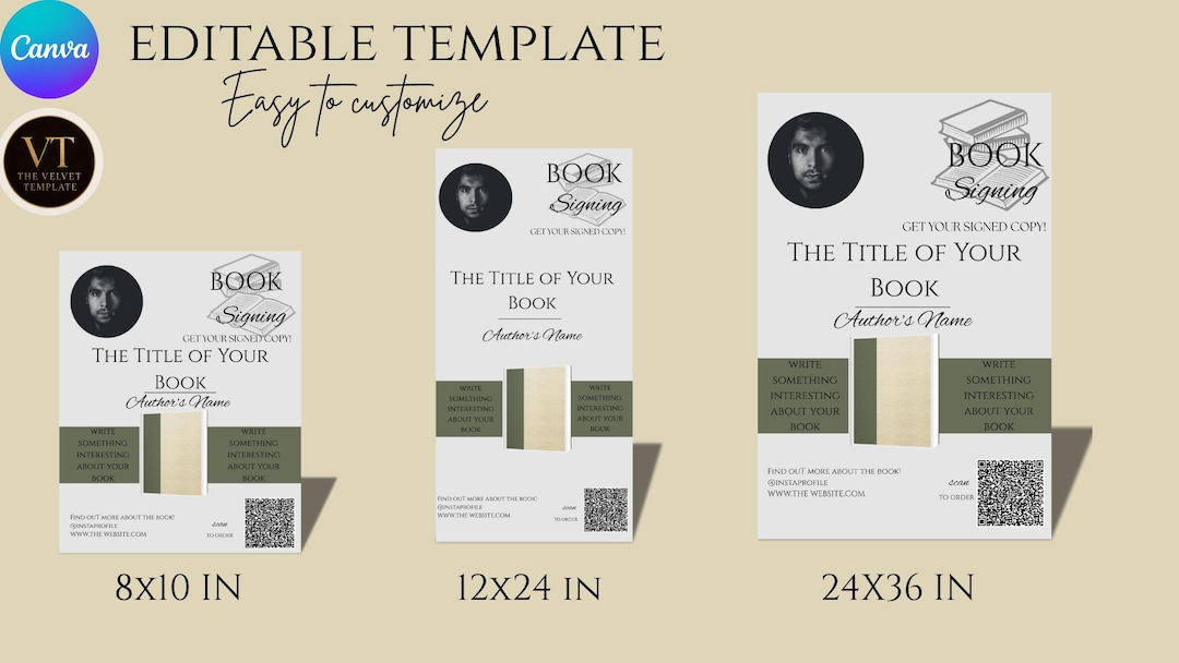Editable Book Signing Poster Bundle | Canva Template | Author Event ...