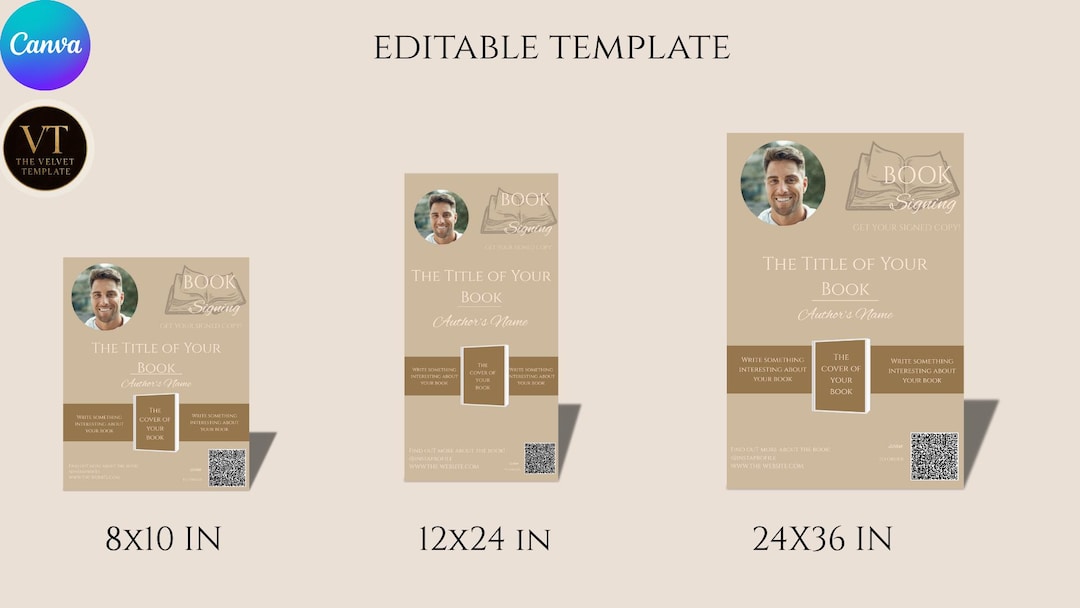 Editable Book Launch Poster Template | Book Signing Flyer | 8x10, 12x24 ...