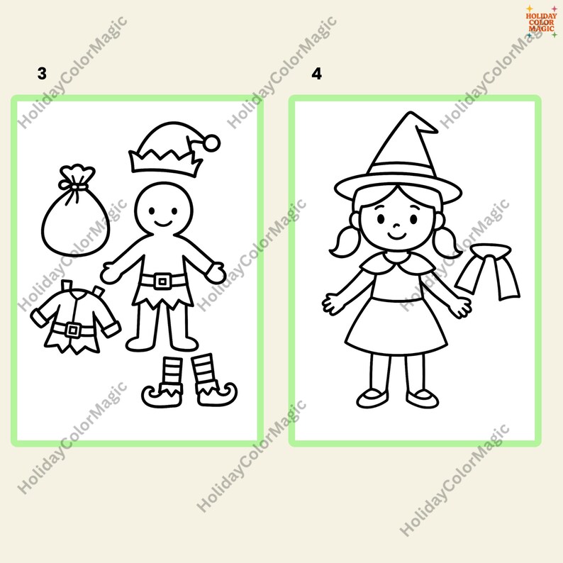 Paper Doll Coloring Pages for Kids – Printable Dress-up Activity Set - Etsy