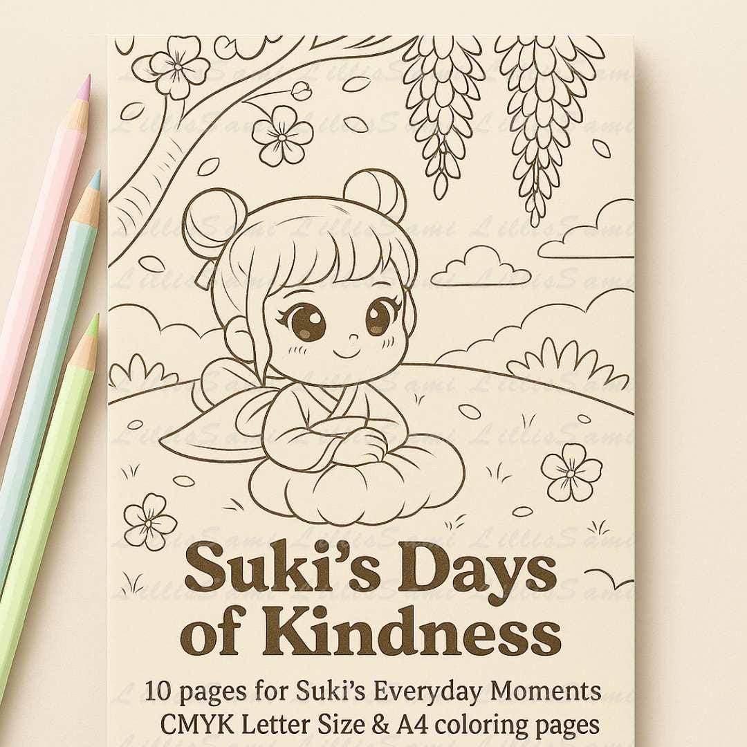 Kawaii Suki Coloring 10 Pages Girl Activity Scenes Printable Kids ...