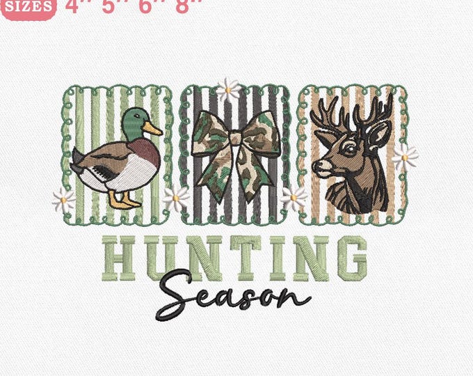 Animal Hunting Season Embroidery Design, Duck Bow Deer Stitch Pattern ...