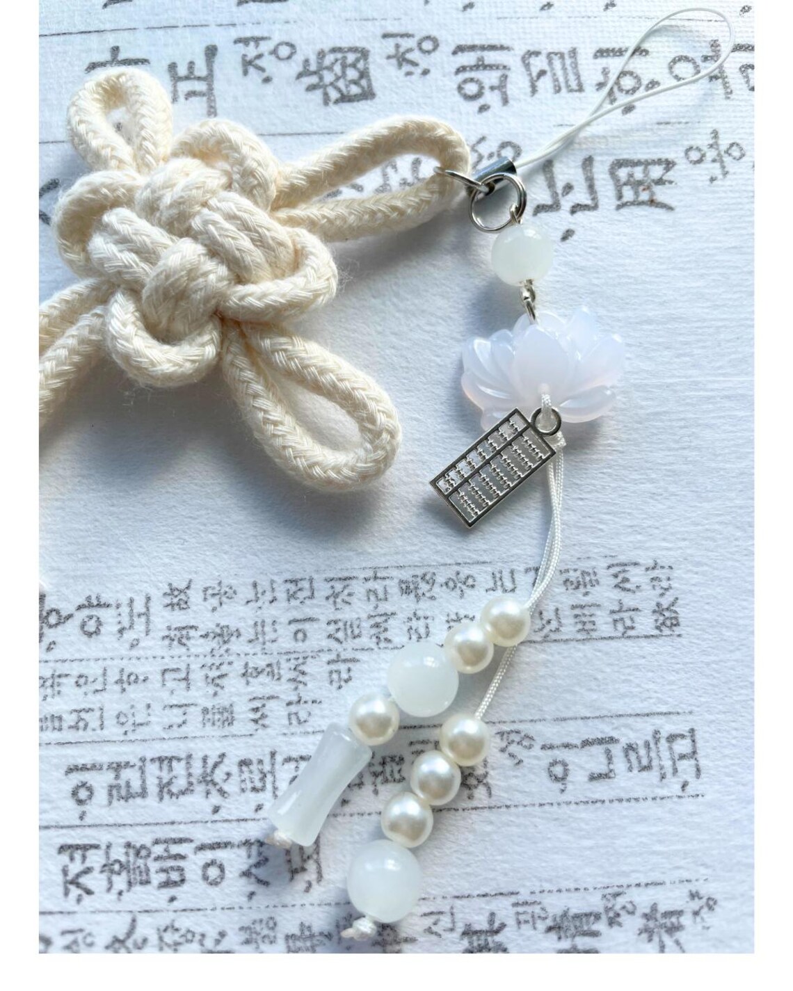 Handmade Korean Traditional Knot Keychain | Ivory Dongshim Knot With ...