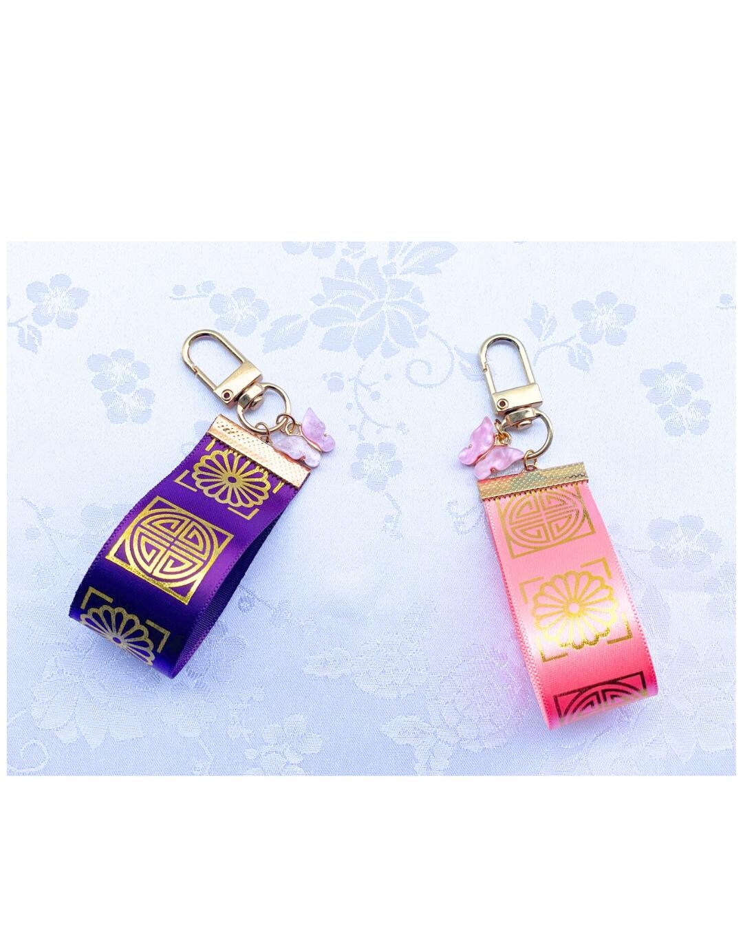 Korean Ribbon Keychain With Butterfly Charm– Pink, Purple | Kawaii Gift ...