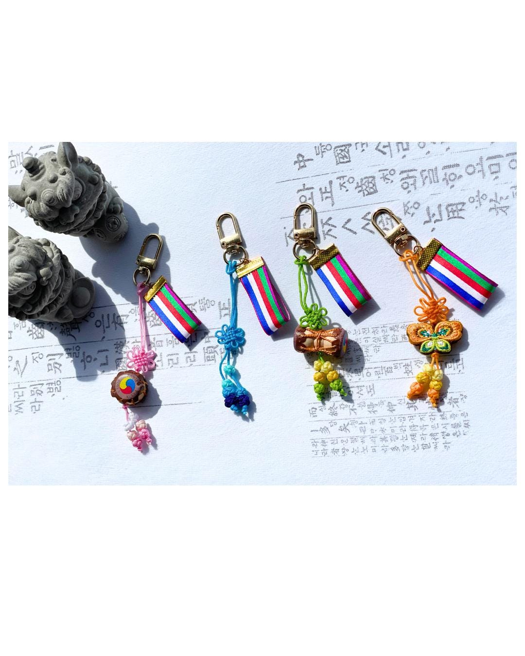 Korean Traditional Keychain With Saekdong Ribbon,janggu,buk, Miniknot ...