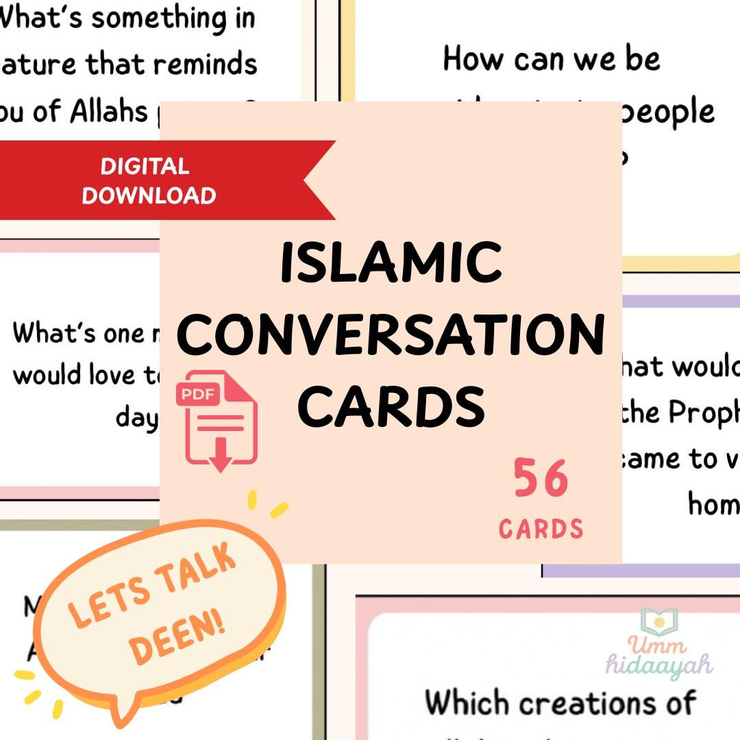 Islamic Conversation Starter Cards: Muslim Kids Tarbiyah (printable PDF ...