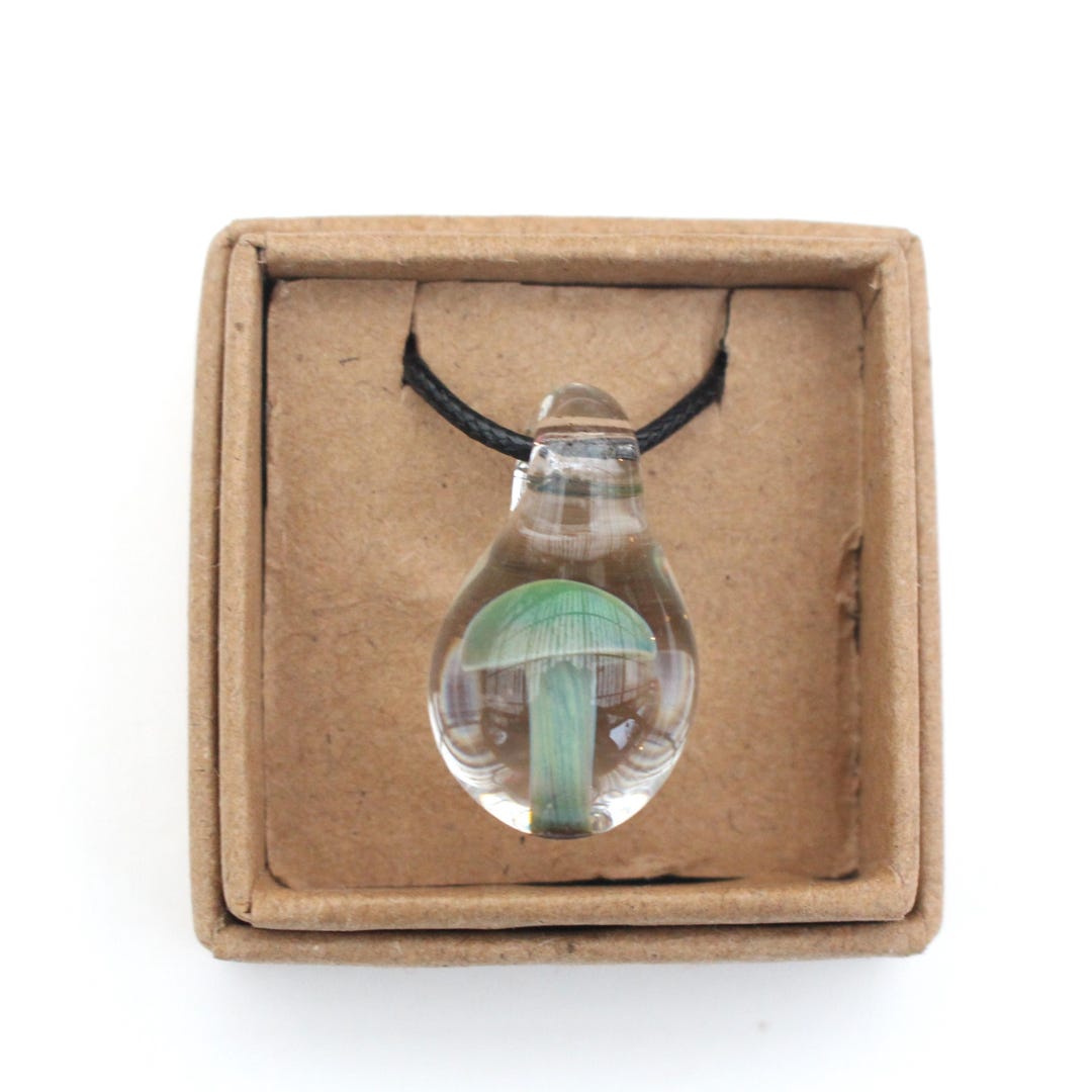 Lampworked Glass Mushroom Pendant, Psychedelic Toadstool Necklace - Etsy