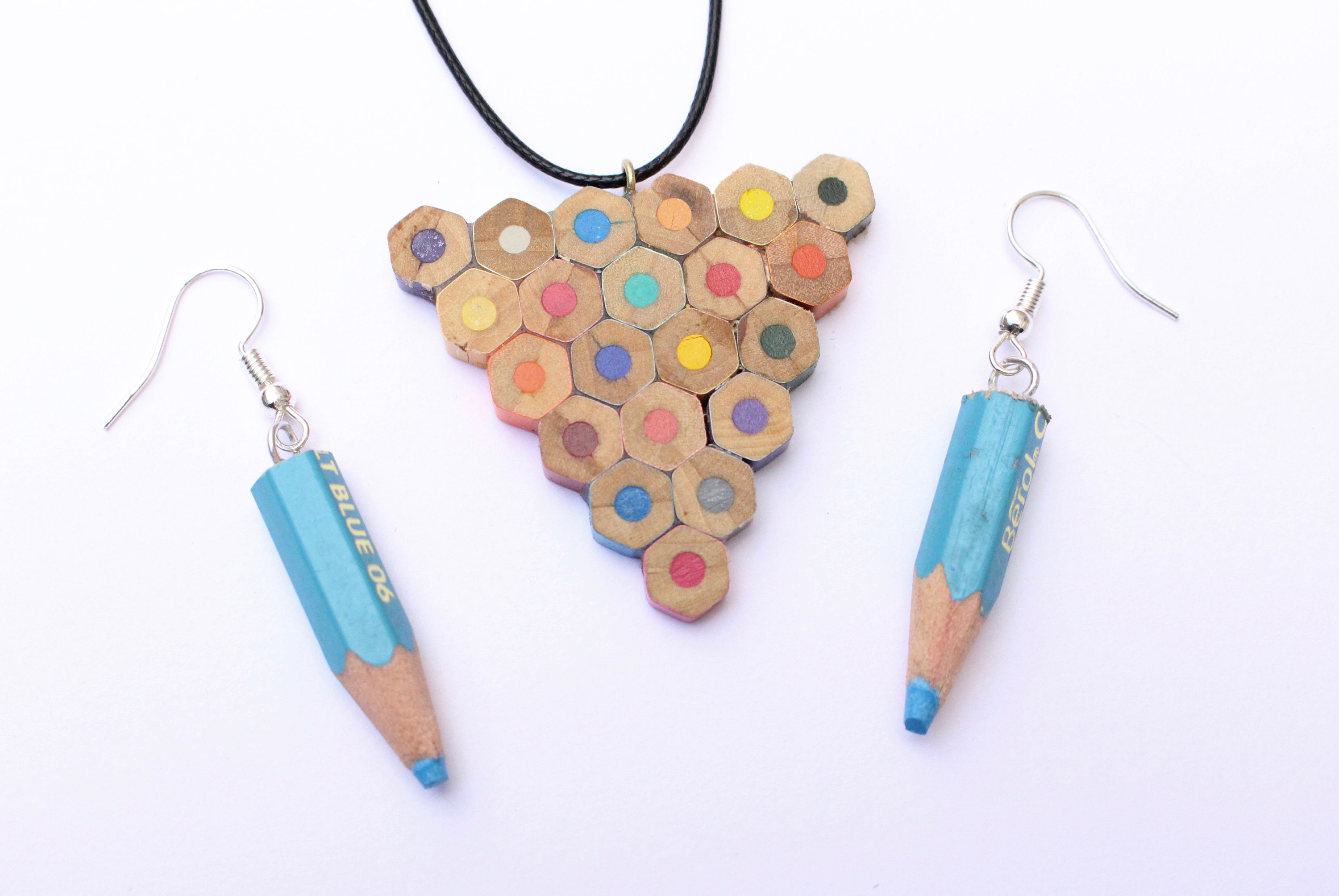 Triangle Pencil Cross Section Colourful Honeycomb Necklace | Etsy