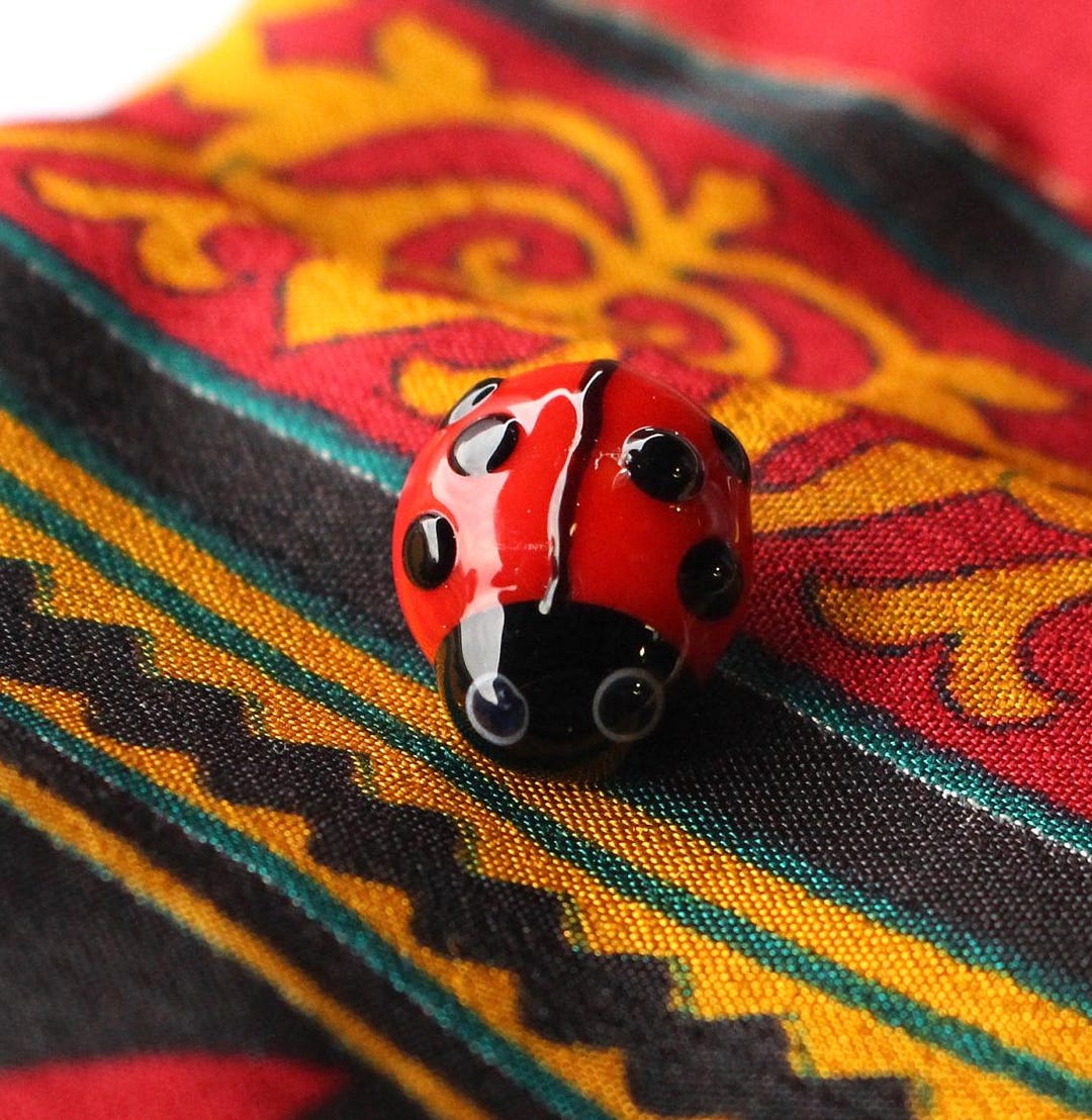 Lampworked Ladybird Pin Badge Hat Pin Bug Red Brooch Glass Jewellry ...