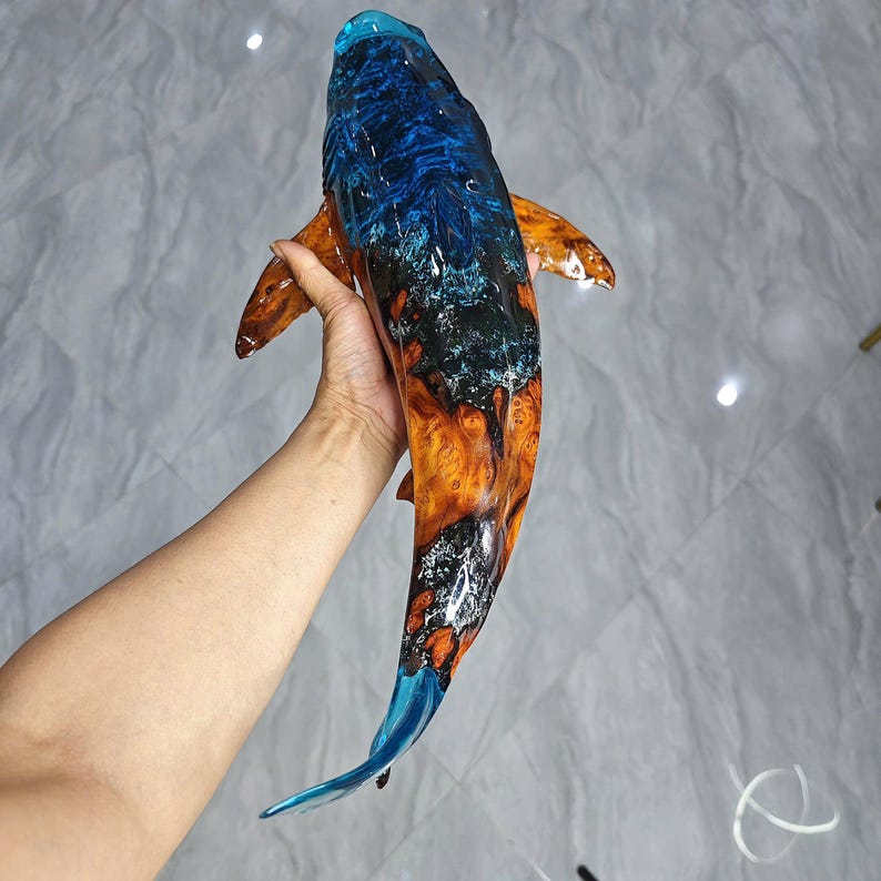 Epoxy Resin Great White Shark Statue, Wood Art Sculpture - Etsy