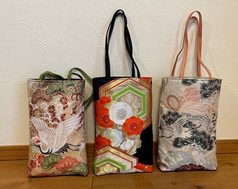 Vintage Japanese Obi Upcycled Tote Bag Shopping Bag Small Bucket Kimono ...
