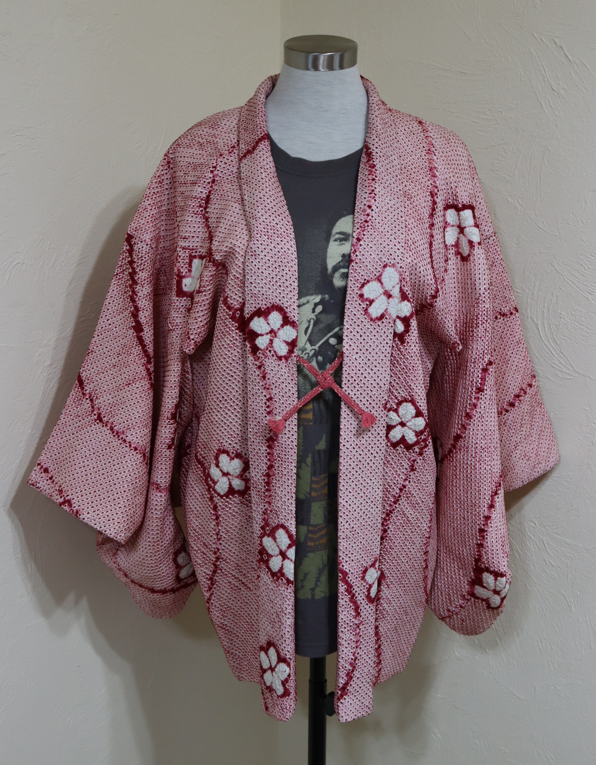 Light Rose Pink Japanese Silk Shibori Tie Dye Haori Hippari | Etsy
