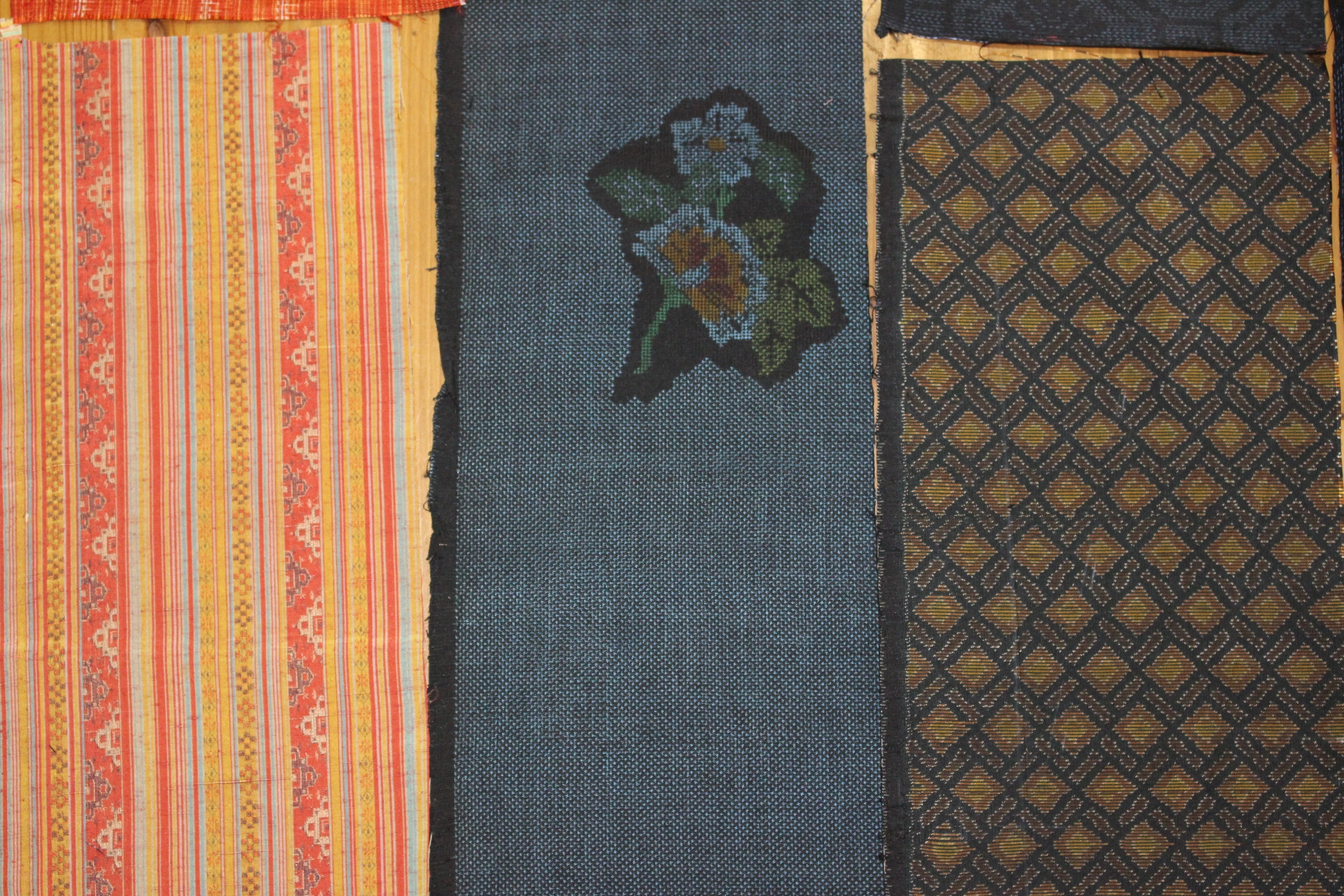 Vintage Japanese Silk Tsumugi Kasuri Ikat Kimono Fabric Pieces Scraps ...