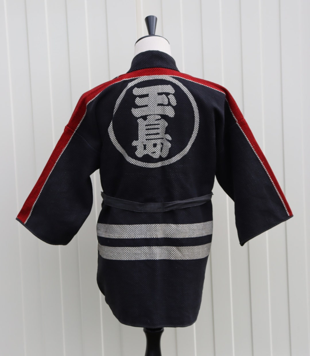 M Vintage Japanese Cotton Fireman Coat Hikeshibanten Kimono Firefighter ...