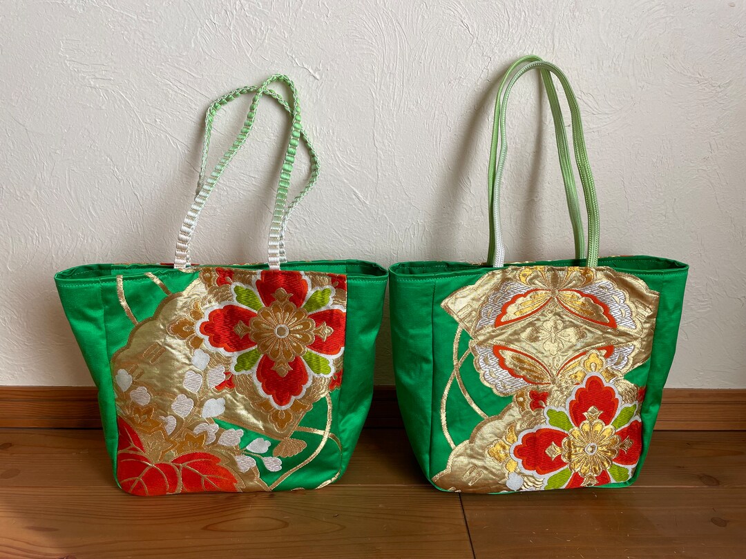 Choose One Vintage Japanese Obi Upcycled Metallic Fabric Tote Bag ...